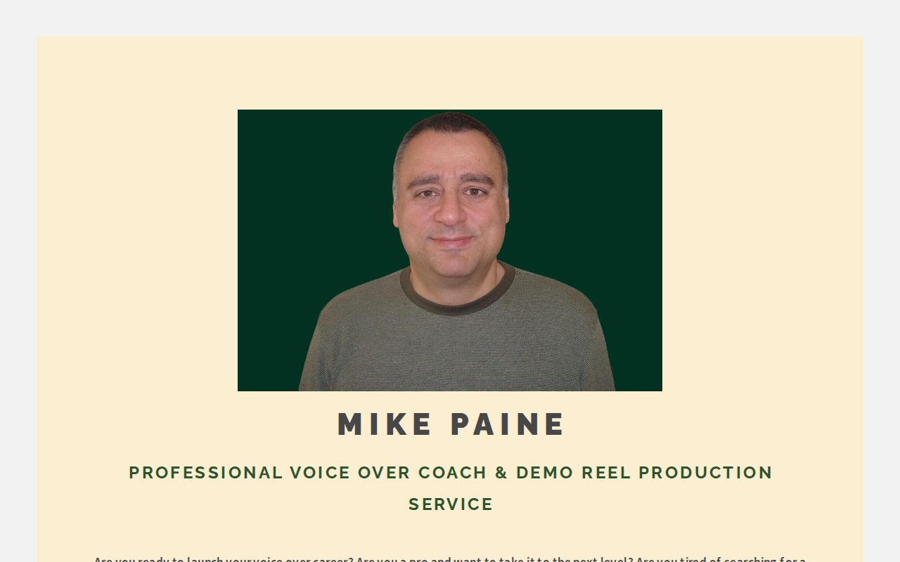 Mike Paine - Voice Over Coach and Demo Reel Producer